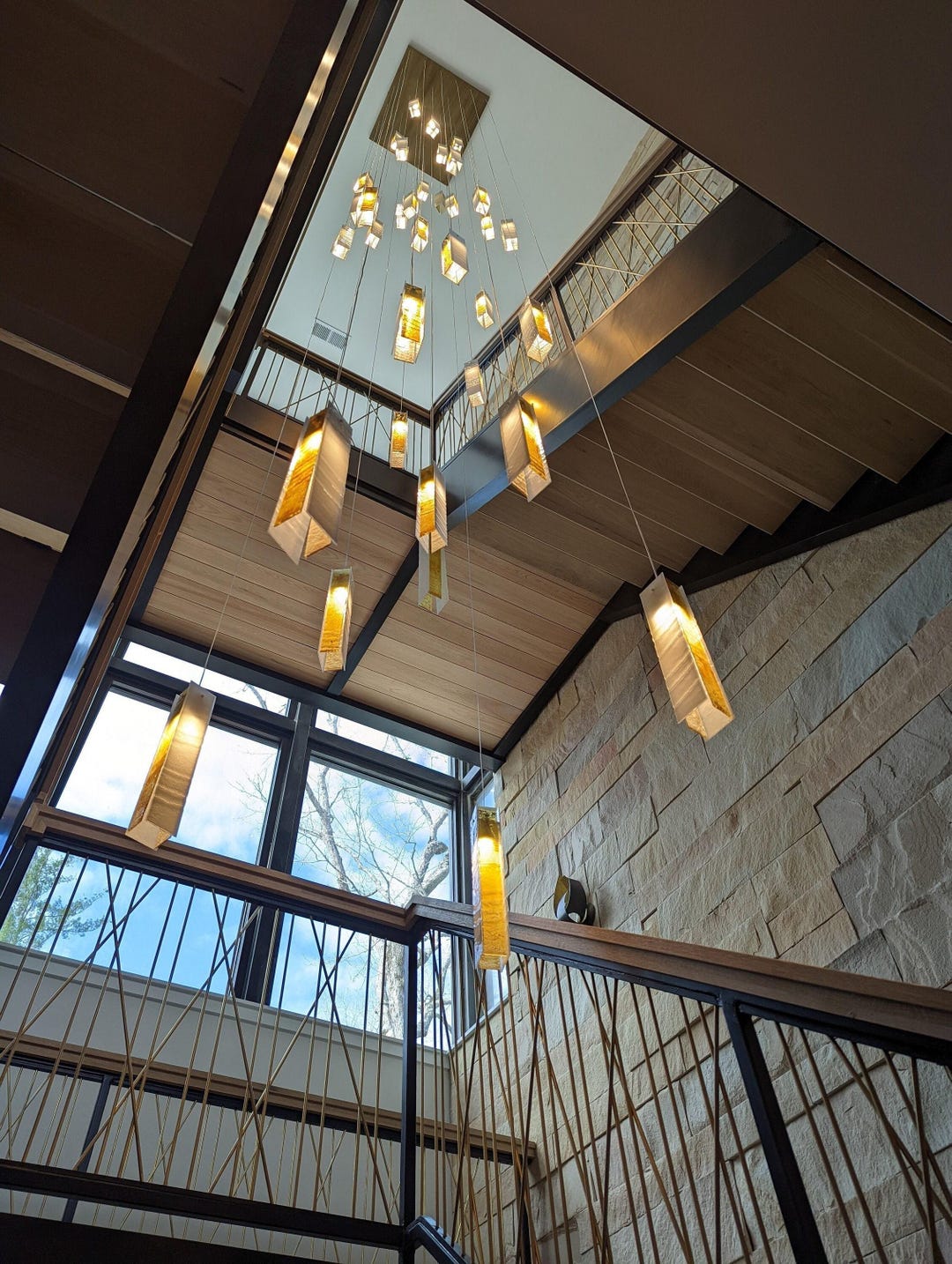 Long Drop Light Chandeliers for Staircas. Long Linear Pendants for ...