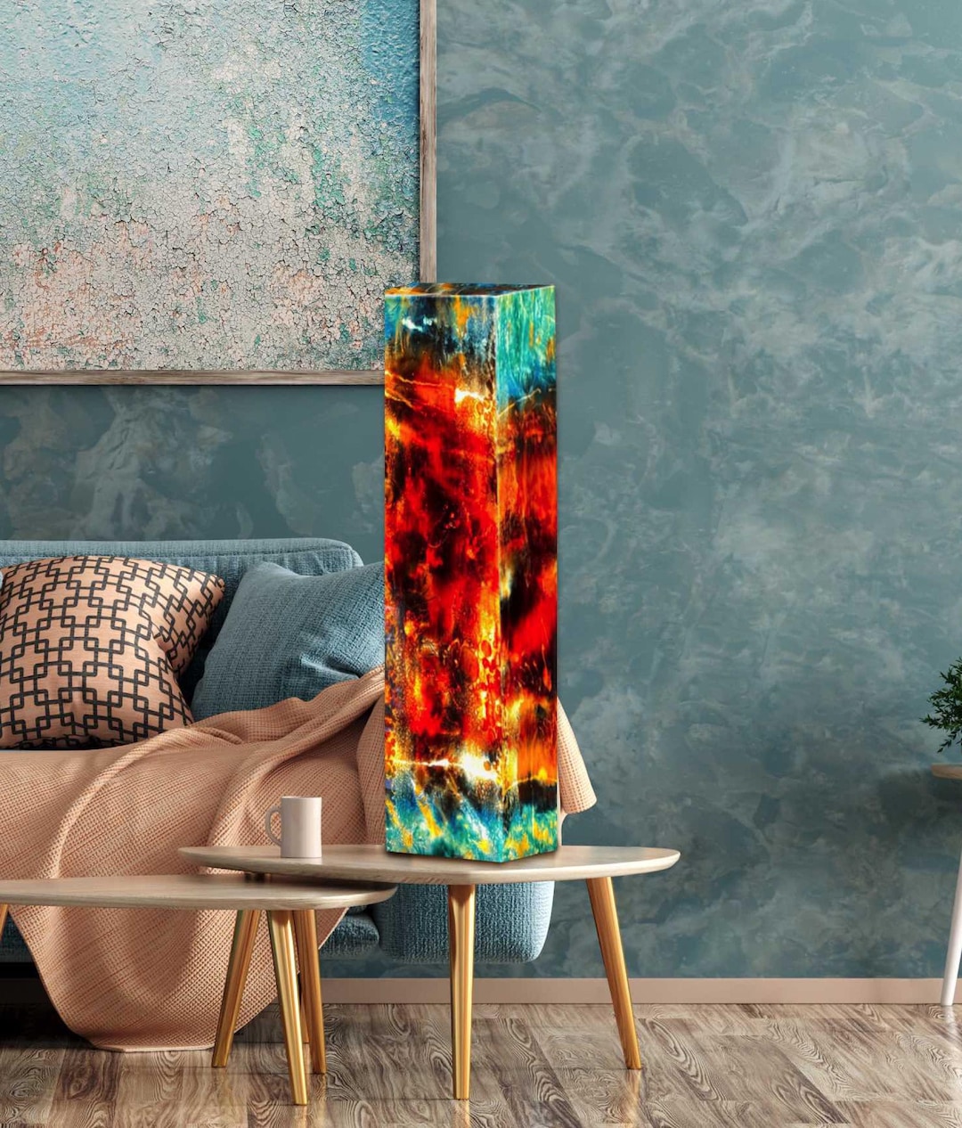 Handmade Murano Glass Floor Lamp: Custom Painted Standing Lamp - Etsy