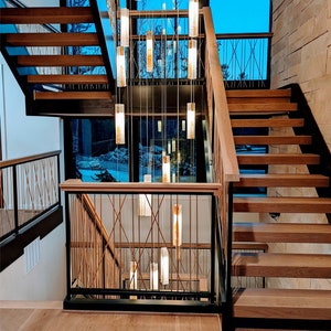 Long Drop Light Chandeliers for Staircas. Long Linear Pendants for ...