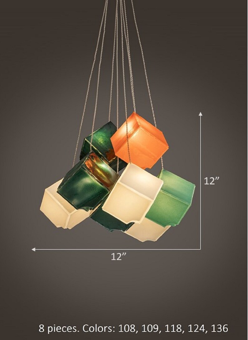 Red Lamp Blown Glass Chandelier Lighting. Unique Lighting for - Etsy