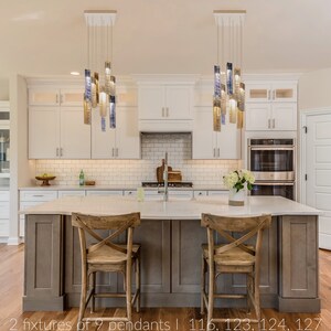 Kitchen Island Lighting. Blue Pendant Light for Kitchen Décor. 33 ...