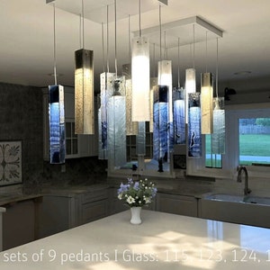 Blown Glass Pendant Lights for Kitchen Island. Blue Pendant - Etsy
