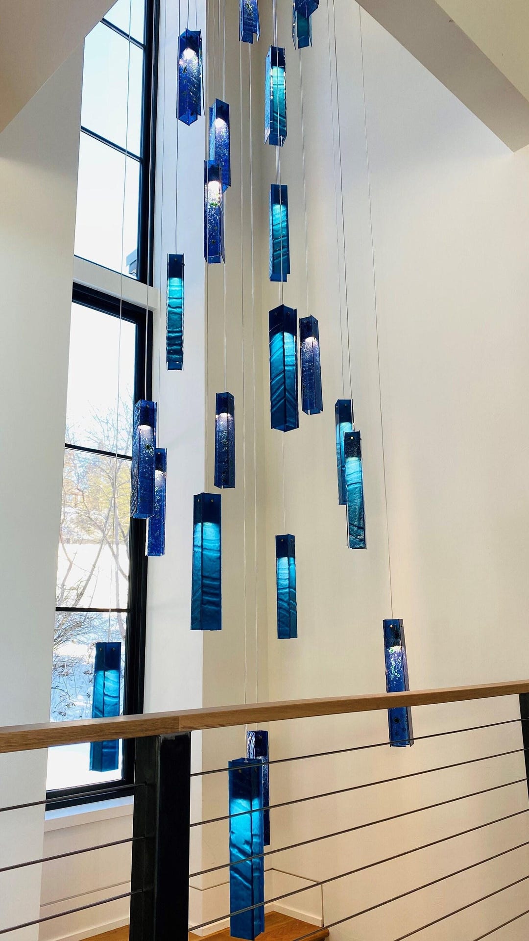 Beach Décor Glass Pendant Light. Sea Glass Art Lighting for Foyer ...