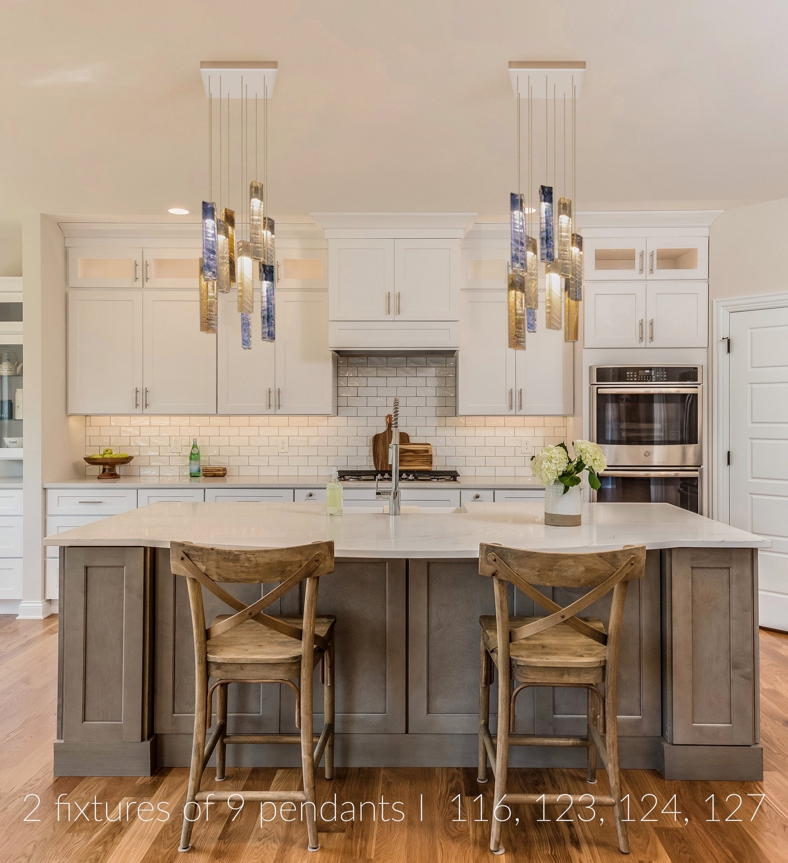 Blown Glass Island Lighting. Light Fixture for Kitchen Island - Etsy