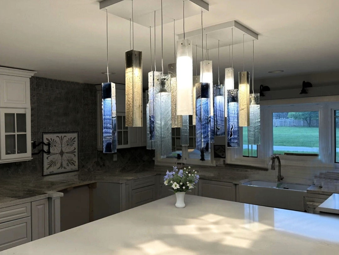 Kitchen Island Lighting. Blue Pendant Light for Kitchen Décor. - Etsy