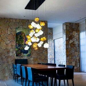 Dining Room Lighting, Blown Glass Chandelier. Unique Ceiling Chandelier ...