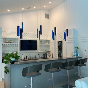 Kitchen Island Lighting. Blue Pendant Light for Kitchen Décor. - Etsy