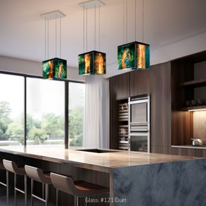 Large Kitchen Island Pendant Light, Stained Glass Hanging Lamp for ...