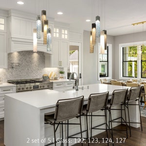 Sea Glass, Kitchen Décor. Blown Glass Pendant Lights for Kitchen Island ...