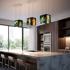 Stained Glass Pendant Lamp for Over Kitchen Island. Sea Glass Ceiling ...