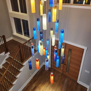 Luxury Unique Ceiling Light for 2 Story Foyer or Stairway. Hand Made Multi Light Pendant, Modern ...