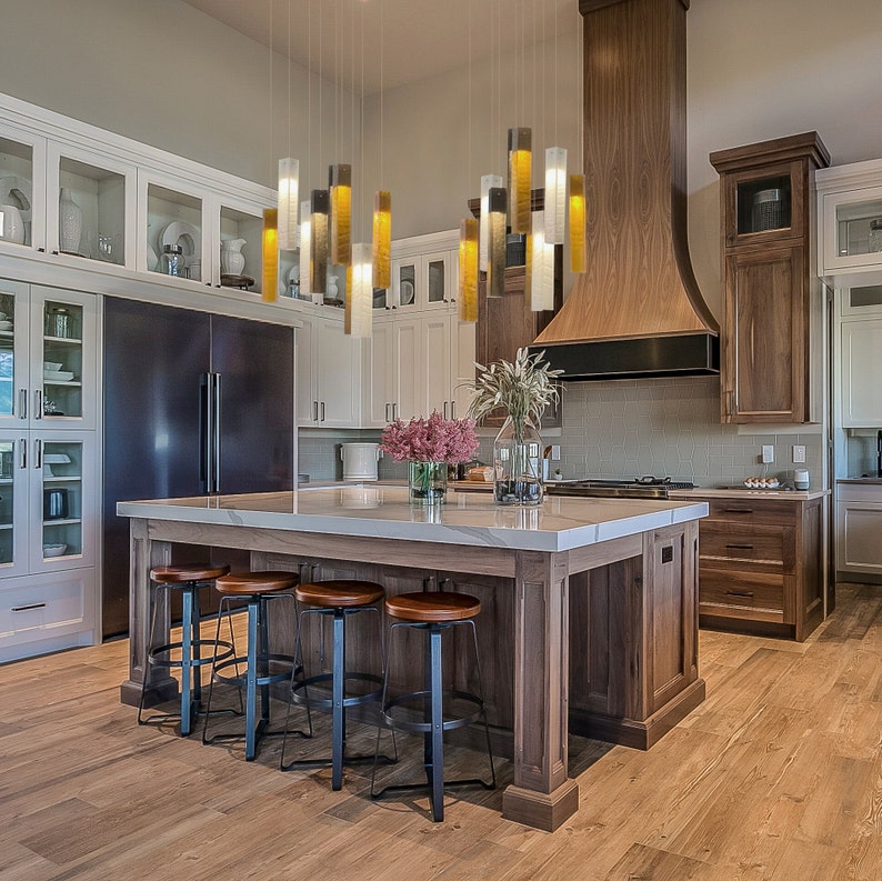 Blown Glass Pendant Lights for Kitchen Island. Blue Pendant - Etsy Canada