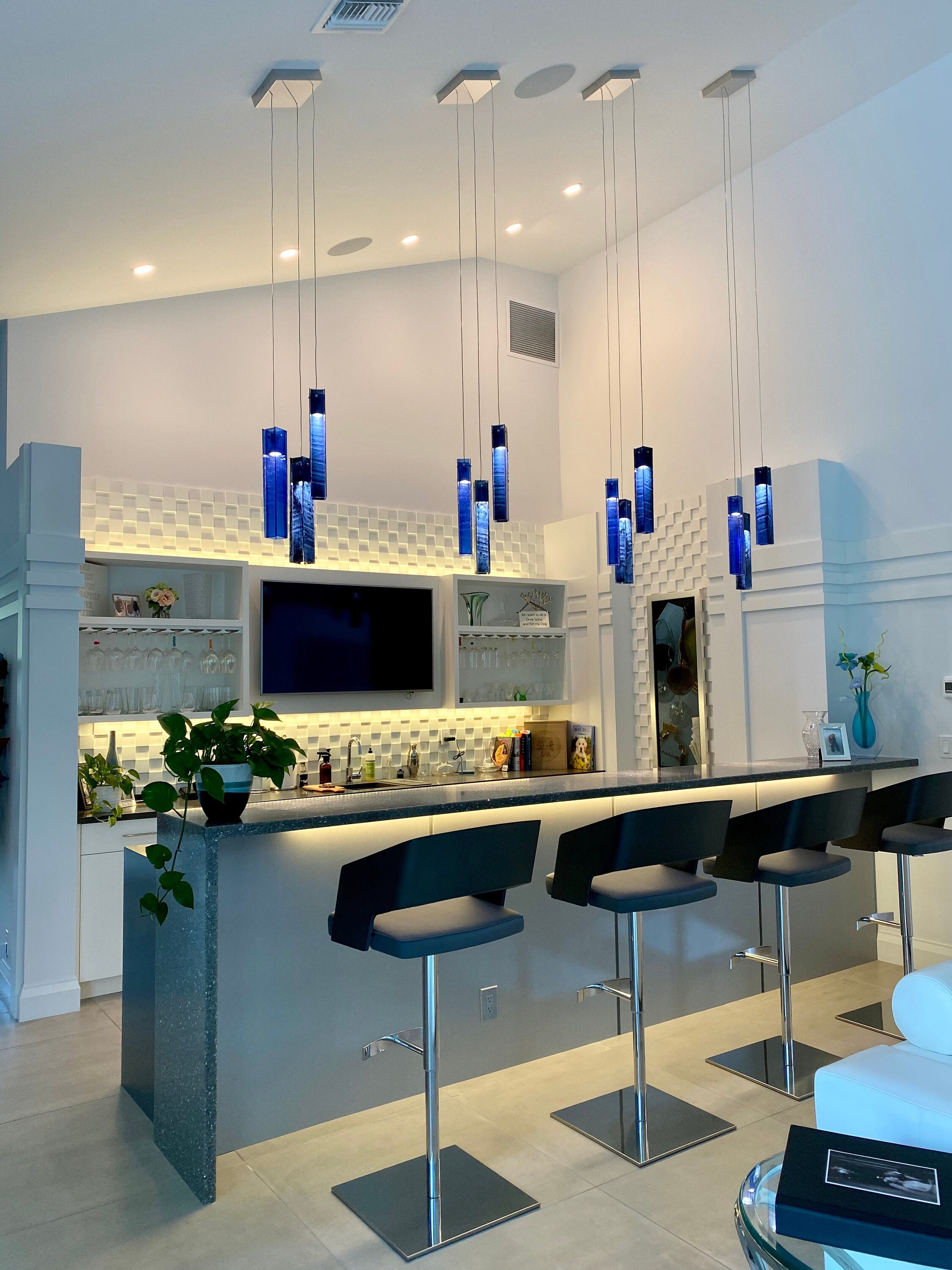 Kitchen Island Lighting. Blue Pendant Light for Kitchen Décor. | Etsy