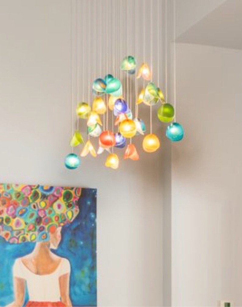 Blown Glass Pendant Light for Dining Table Lighting. Boho - Etsy