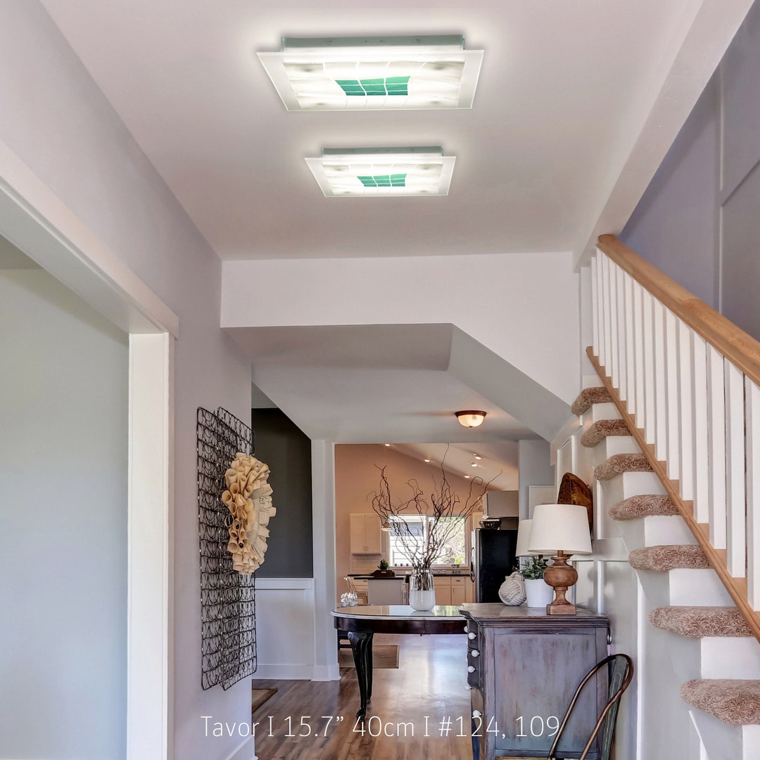 Flush Mount Lighting for Hallway Lights. Custom Stain Glass Ceiling ...