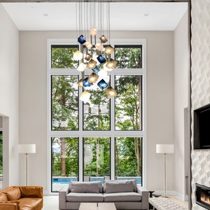 Dining Table Light, Unique Glass Art Chandelier. Colorful Glass Light ...