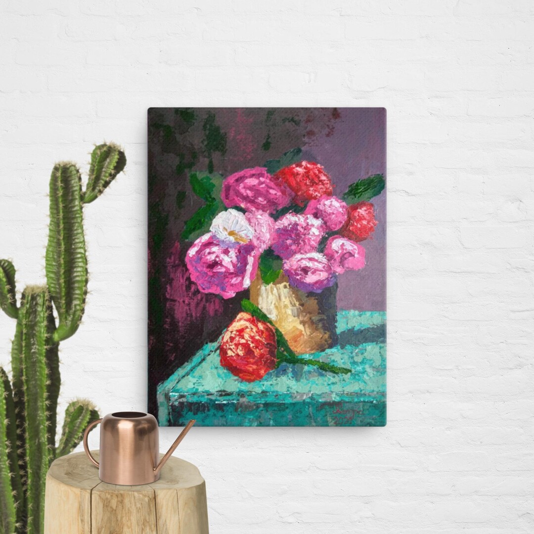 Canvas Rose Art | Rose Morning Fine Art Painting | Home Decor | Wall ...