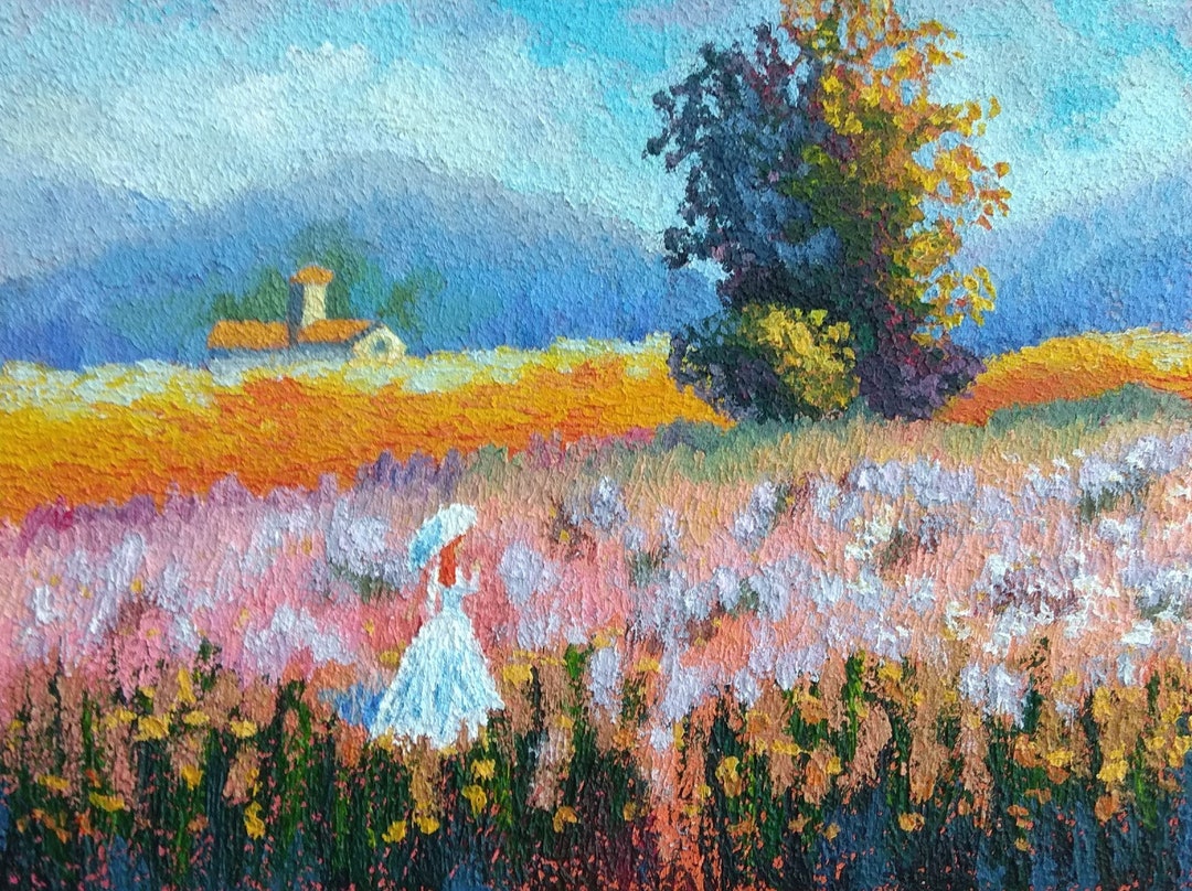 Promenade Original Art Tuscany Painting Girl Walking Paint | Acrylic ...