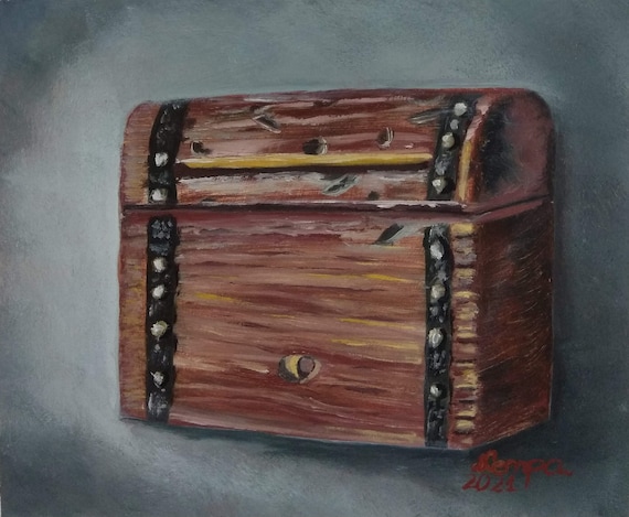 Treasure Chest Original Painting Art Still Life Oil Painting - Etsy