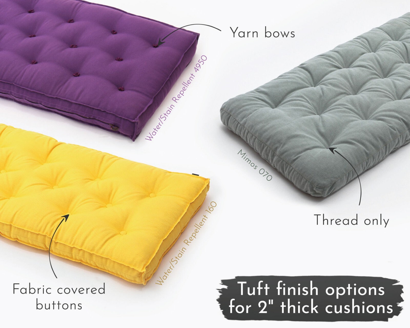 Custom Organic Cotton 2" Trapezoid Bay Window Cushion | Tufted | Filled ...