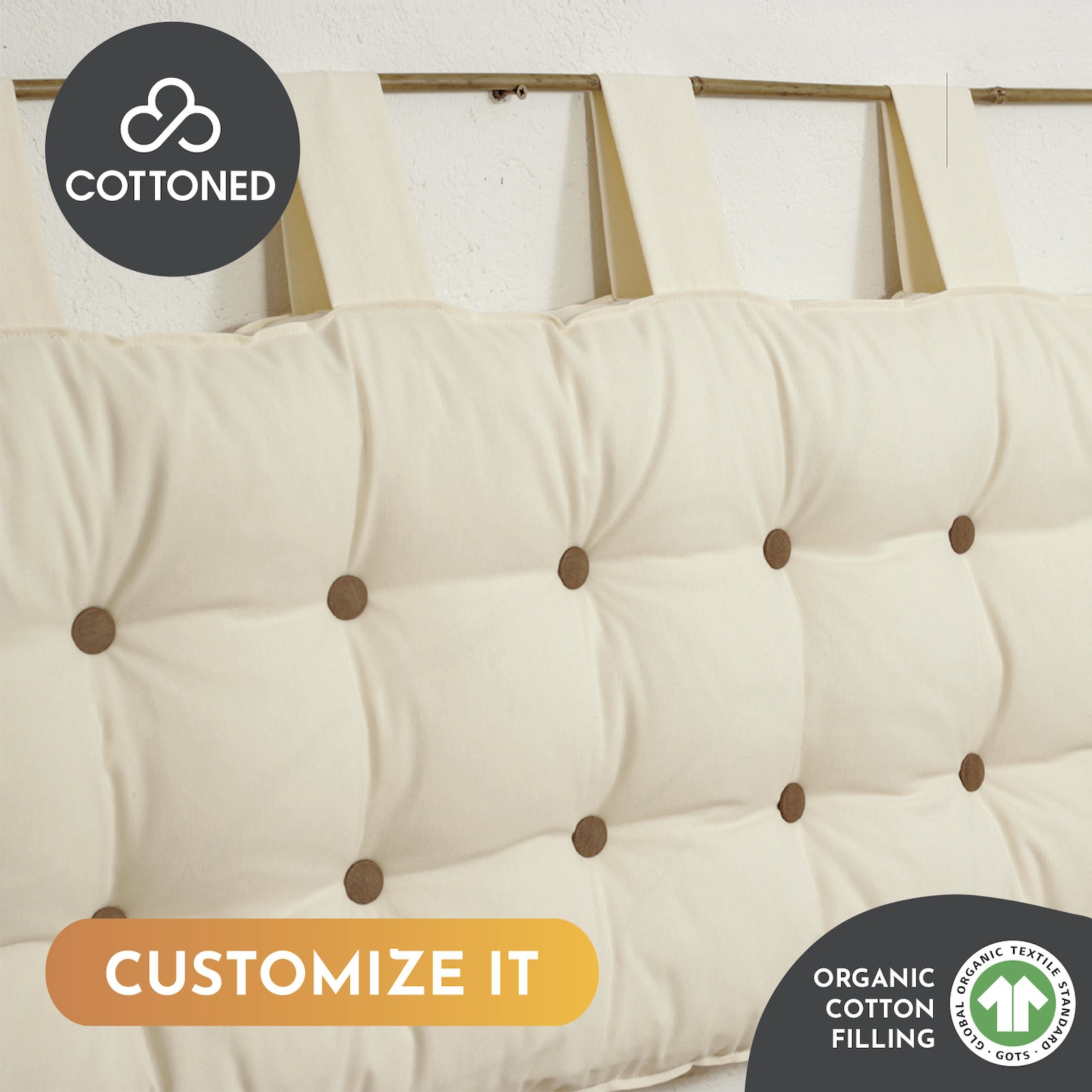 Custom Organic Cotton Headboard Cushion | Tufted | Customizable - Size ...