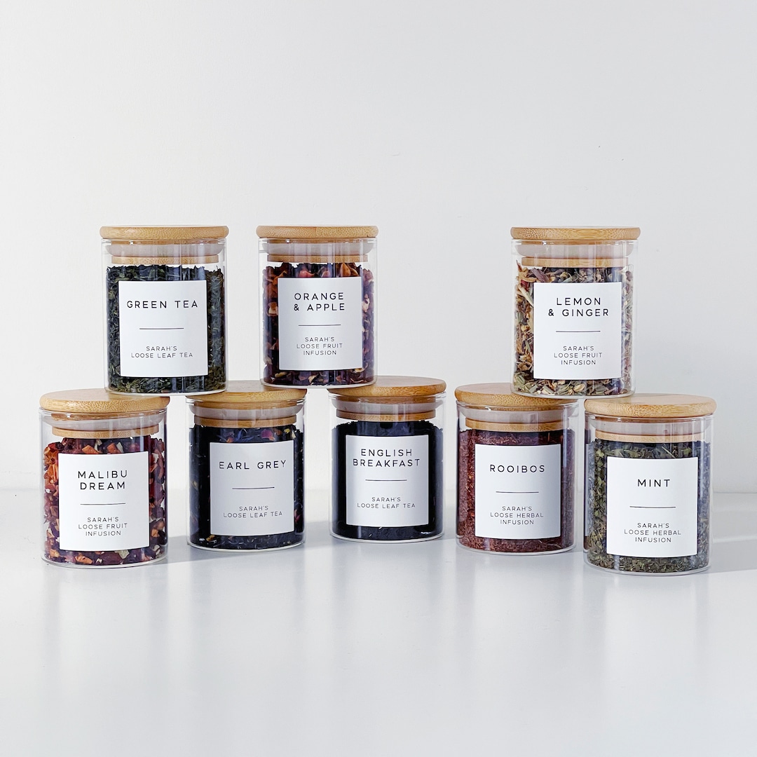 Personalised Loose Leaf Tea Storage Jar - 200ml or 800ml - Airtight ...
