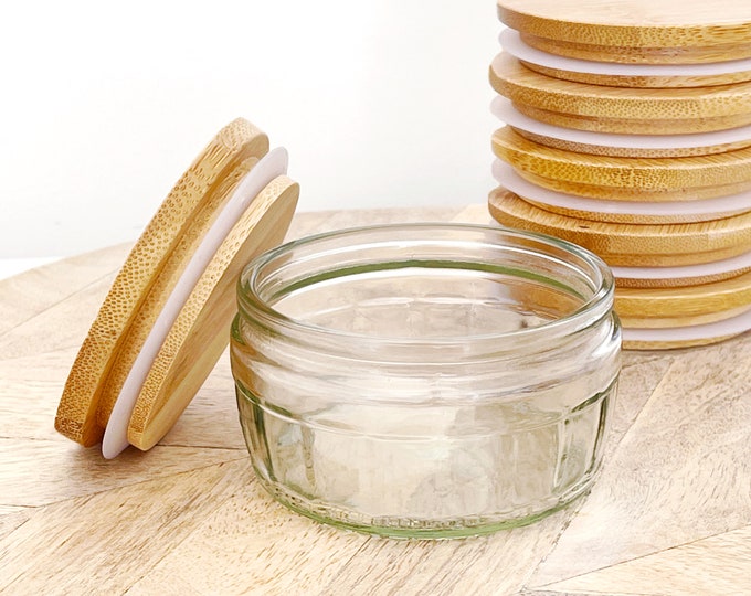 Airtight Bamboo Lids for Gu Lidl Aldi Dessert Pots - Upcycle Your Jars ...