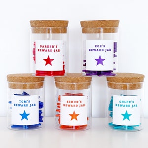 Small Personalised Reward Jar - Star Tokens Included - Lots of Colour ...