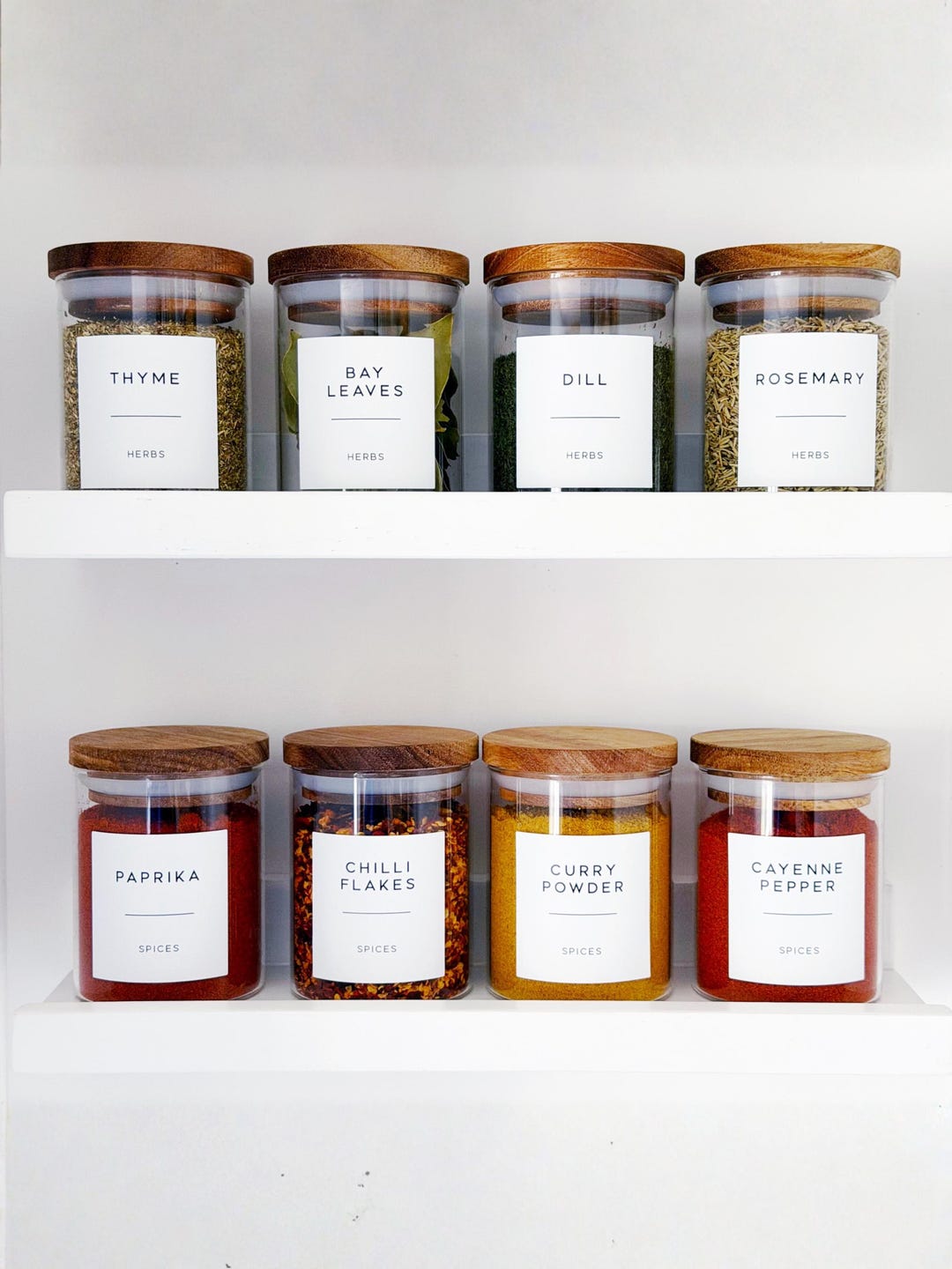 Set of Personalised Glass Herb & Spice Jars - Waterproof Labels ...