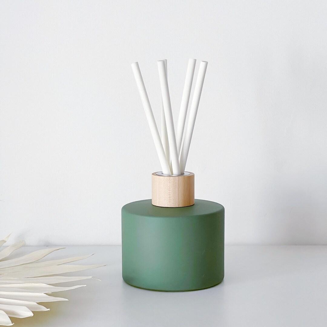 Matt Sage Green Glass Diffuser Bottle and Reeds - Choice of Neck and ...