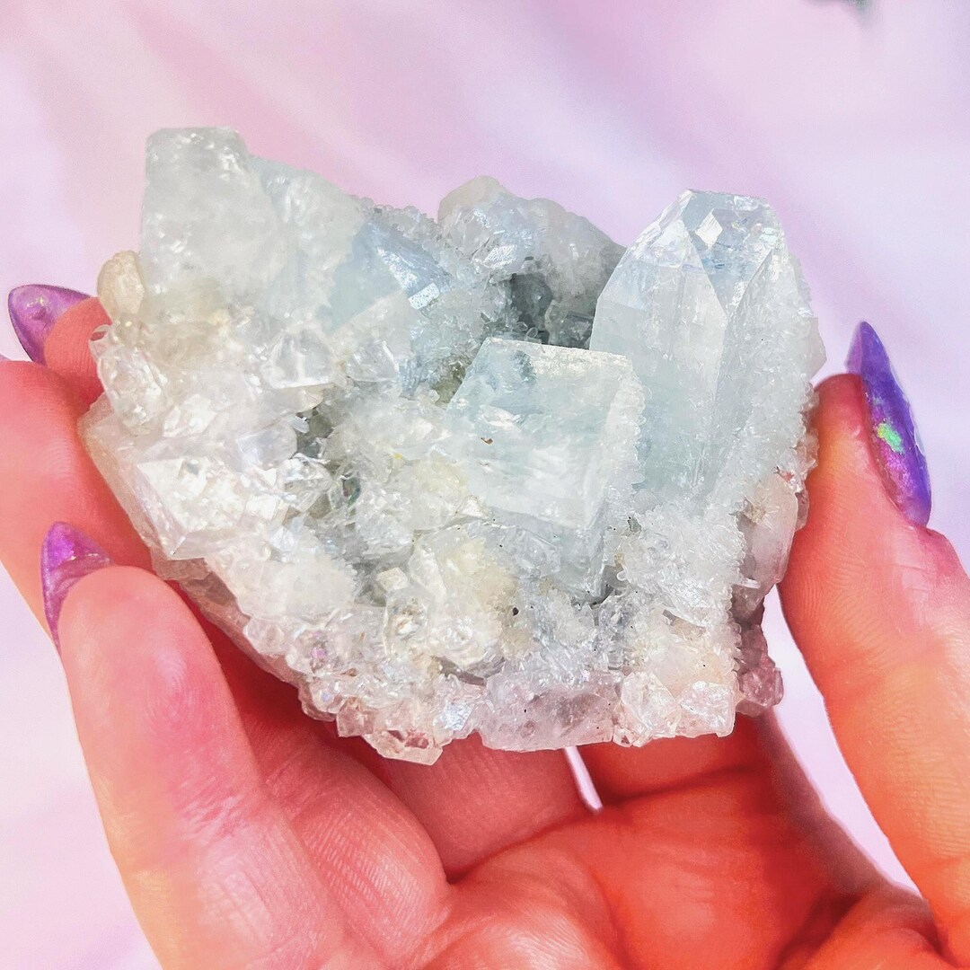 Sparkling Diamond Apophyllite Cluster - Raw Zeolite Natural Crystal ...