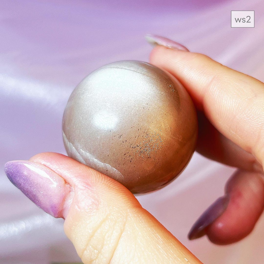 Champagne Flash & Golden Glitters Sunstone Moonstone Sphere - Etsy