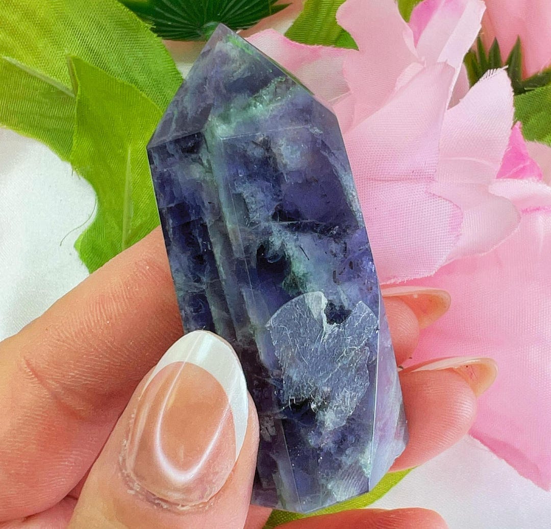 Blue & Green Iolite Sunstone Crystal Tower - Etsy