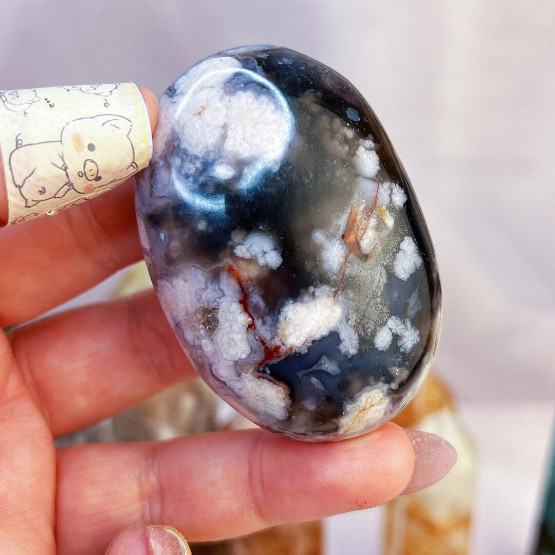 Jumbo Blue Flower Agate Palm With Milky Blooms - Etsy