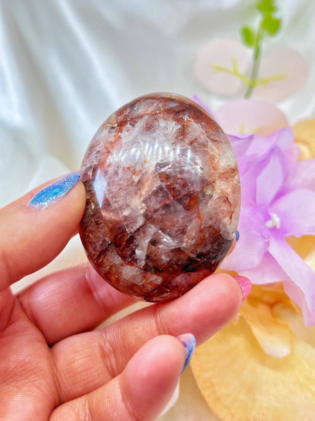 Shimmering Red Hematoid Fire Quartz Crystal Palm Stone - Etsy