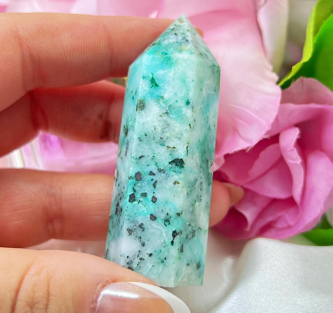 Phoenix Stone Crystal Tower - Chrysocolla, Malachite and Turquoise - Etsy