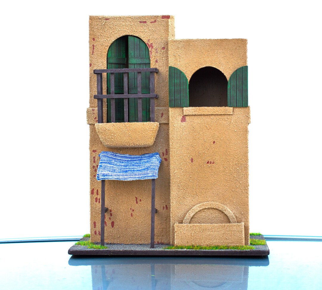 Nativity Village House of Bethlehem & Balcony, Christmas, Miniature ...