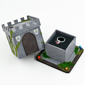 Miniature Castle Storage Double Engagement Ring Box, Medieval Castle ...