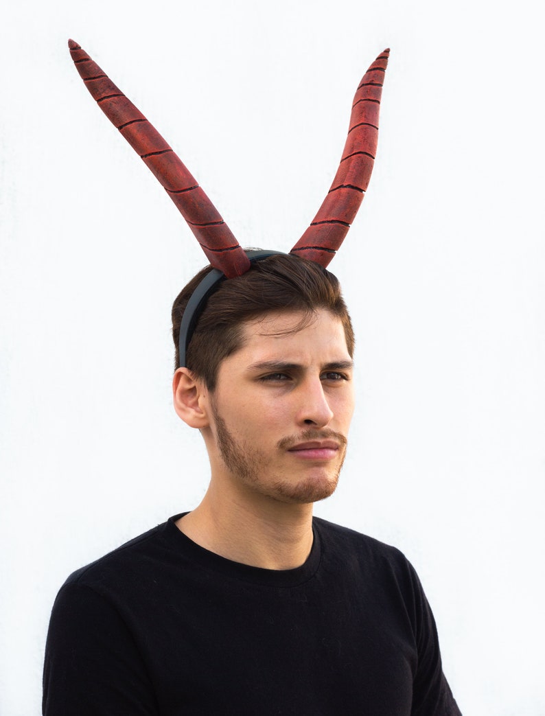Long Red Horns With Headband Cosplay Costume Disguise - Etsy