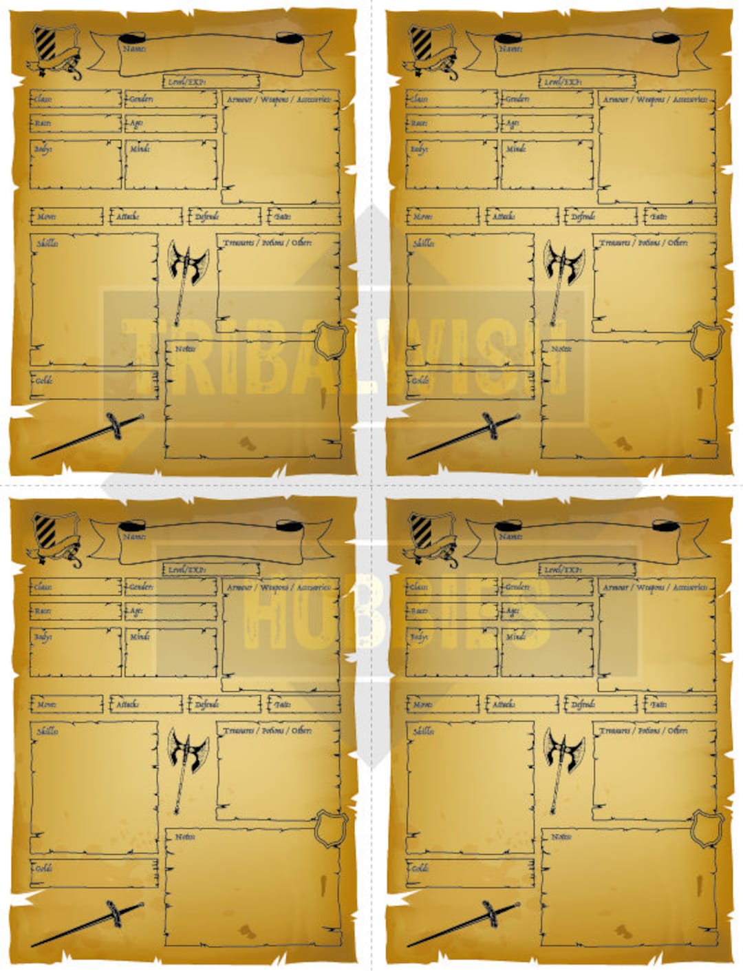 Heroquest Character Sheet, Printable Digital Download, Dungeon ...
