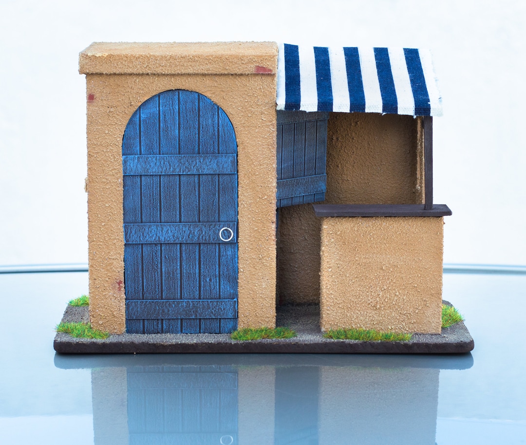 Nativity Village House of Bethlehem & Market Stall, Christmas ...