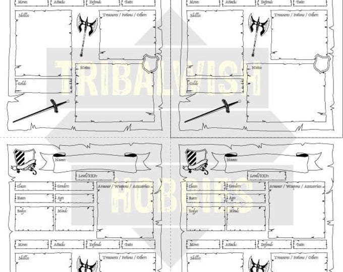 Heroquest Character Sheet Printable Digital Download - Etsy