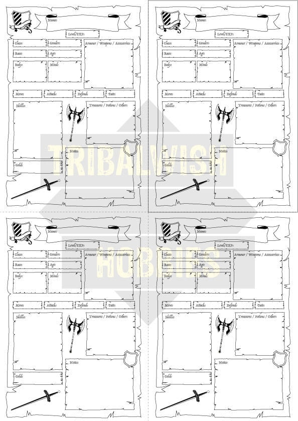 Heroquest Character Sheet Printable Digital Download | Etsy
