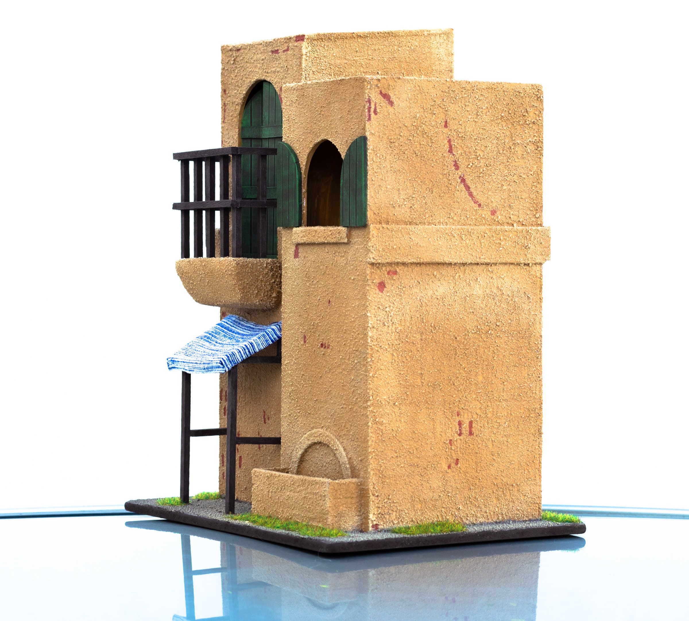Nativity Village House of Bethlehem & Balcony, Christmas, Miniature ...