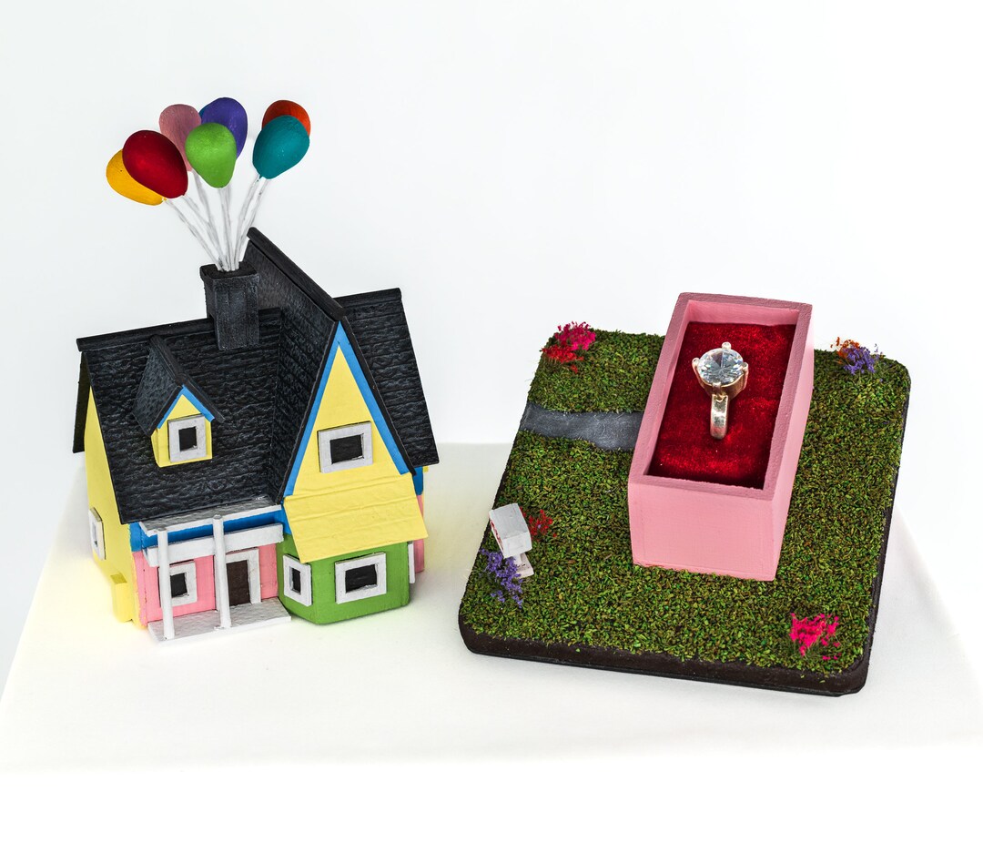 UP House Engagement Ring Box With Balloons, Geeky Wedding Proposal ...