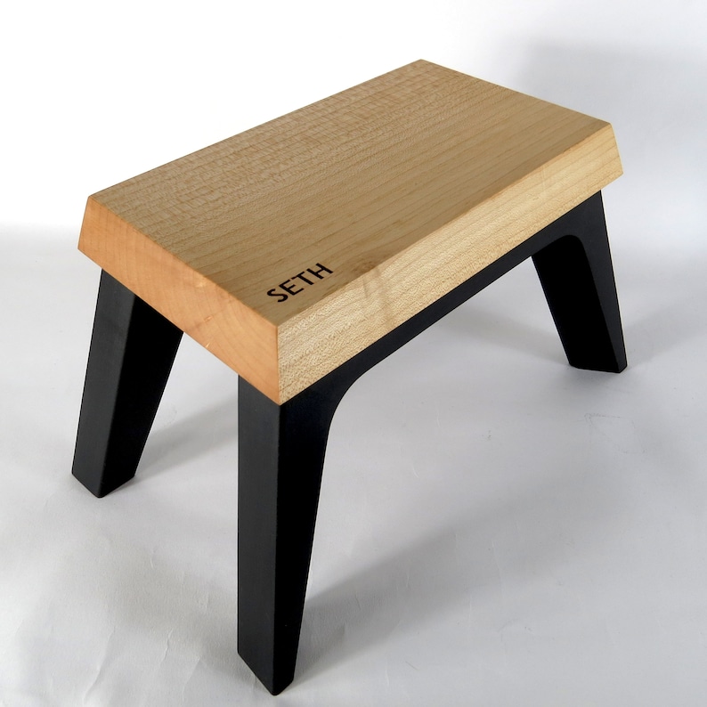 Small Mid-century Modern Contempoary Childrens Stool Step Solid Wood ...