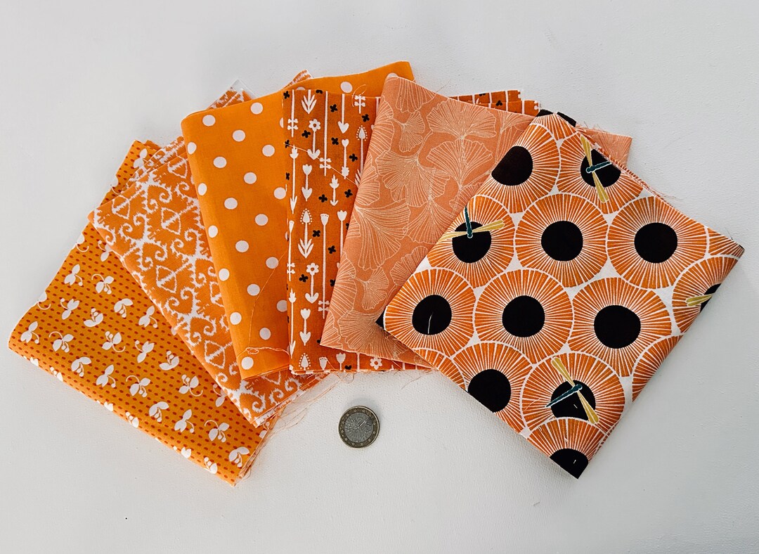 Lot of Light Orange Fabrics 6 Pcs 15 Cm X 55 Cm Orange Patchwork Fabric ...