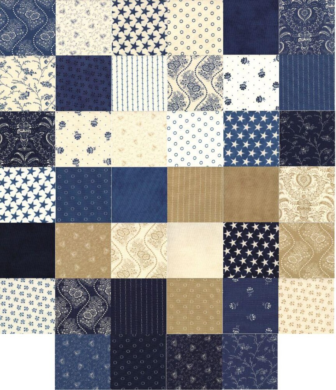Indigo Crossing Moda Fabric - Layer Cake 40 Squares, Lot of 40 Coupons ...