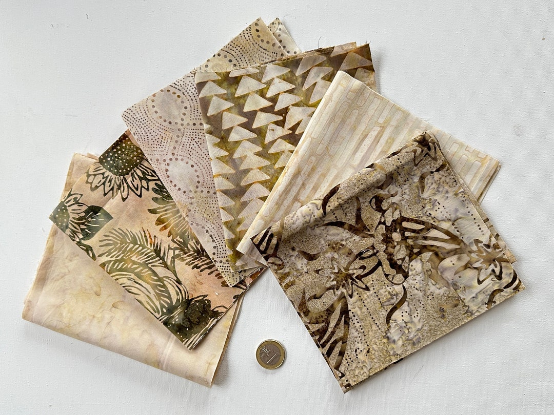 Lot of Beige Batik Fabrics 6 Pcs 15 Cm X 55 Cm Beige Batik Fabric ...