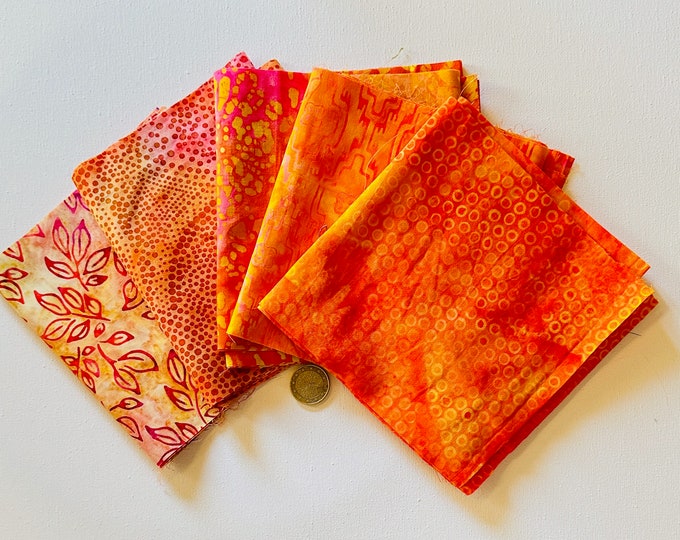 Orange Batik Fabric Pack - 5 Pcs 15 Cm X 55 Cm - Orange Batik Fabric ...